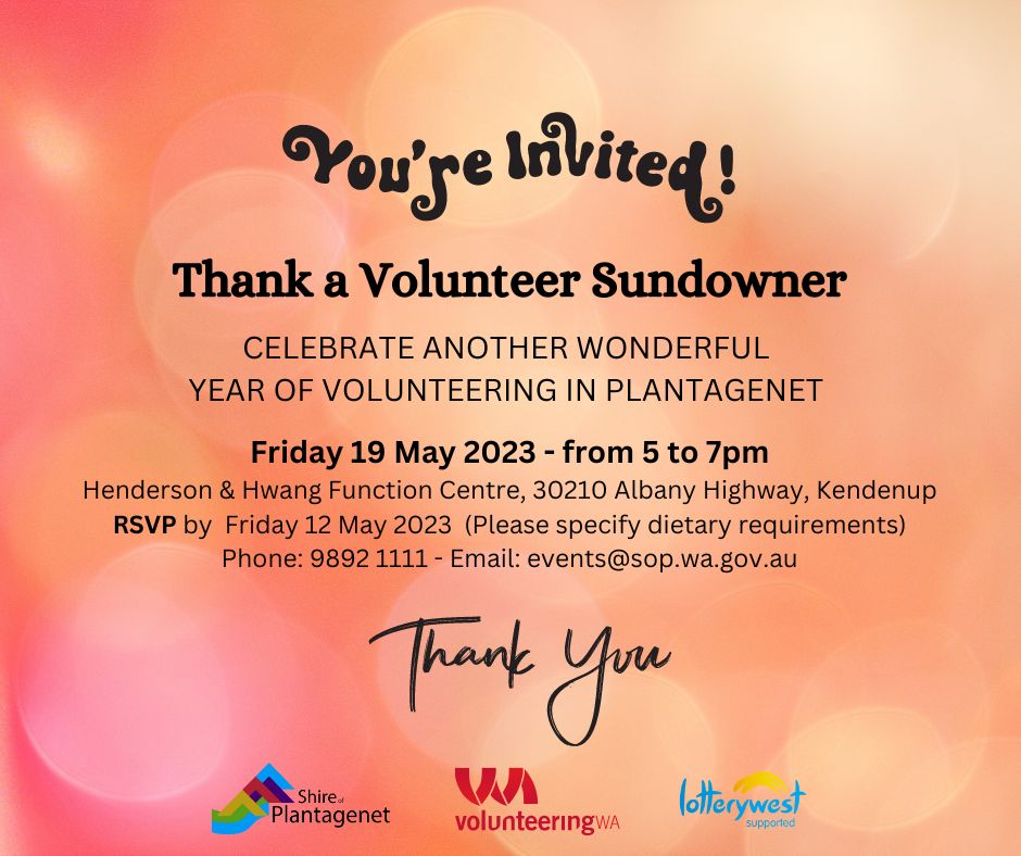 Thank a Volunteer Sundowner » Shire of Plantagenet